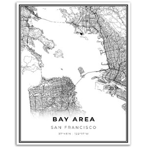 Bay Area Map Print, San Francisco Bay Area Road Map Print, California ...