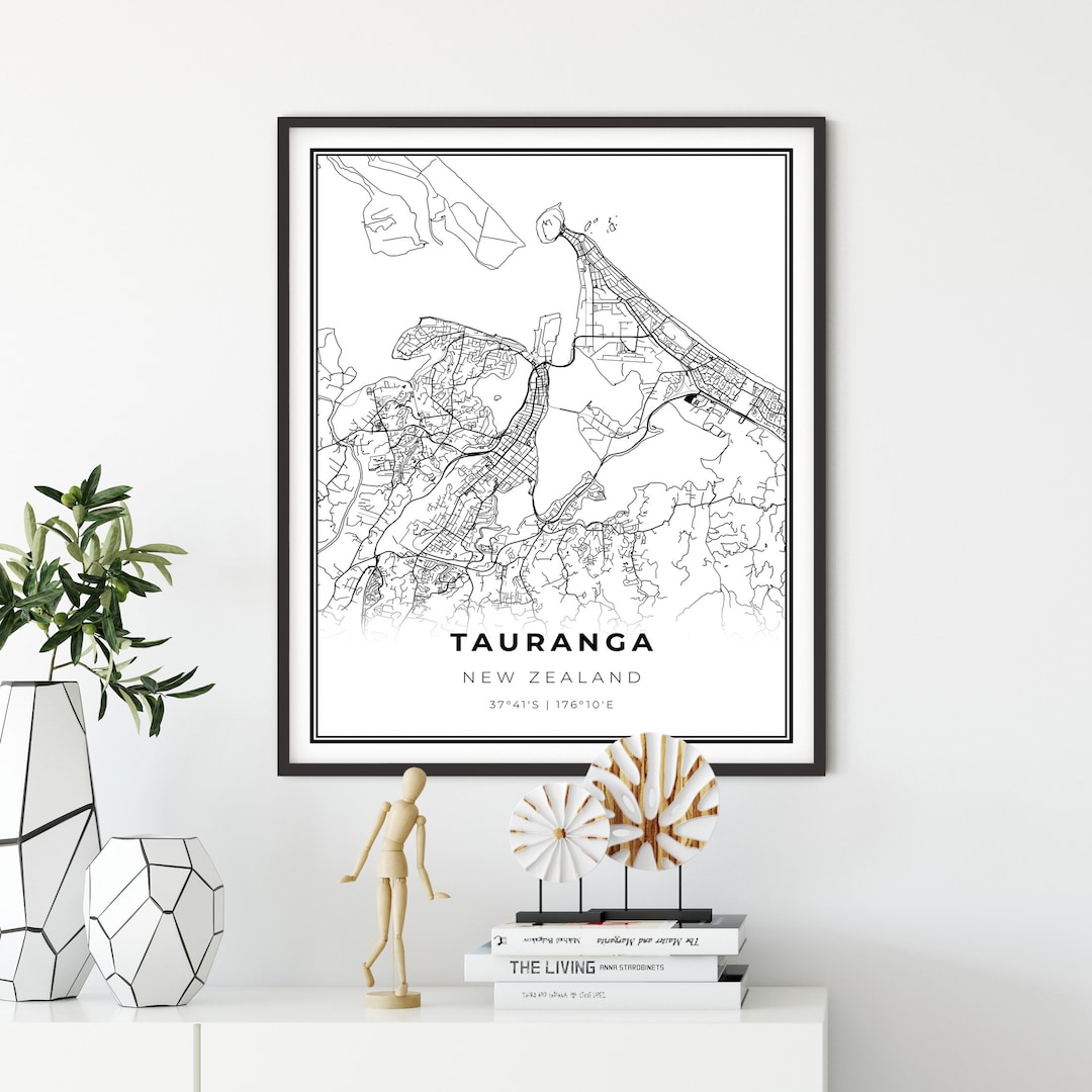 Tauranga Map Print, New Zealand Map Art Poster, Bay of Plenty, City Map ...