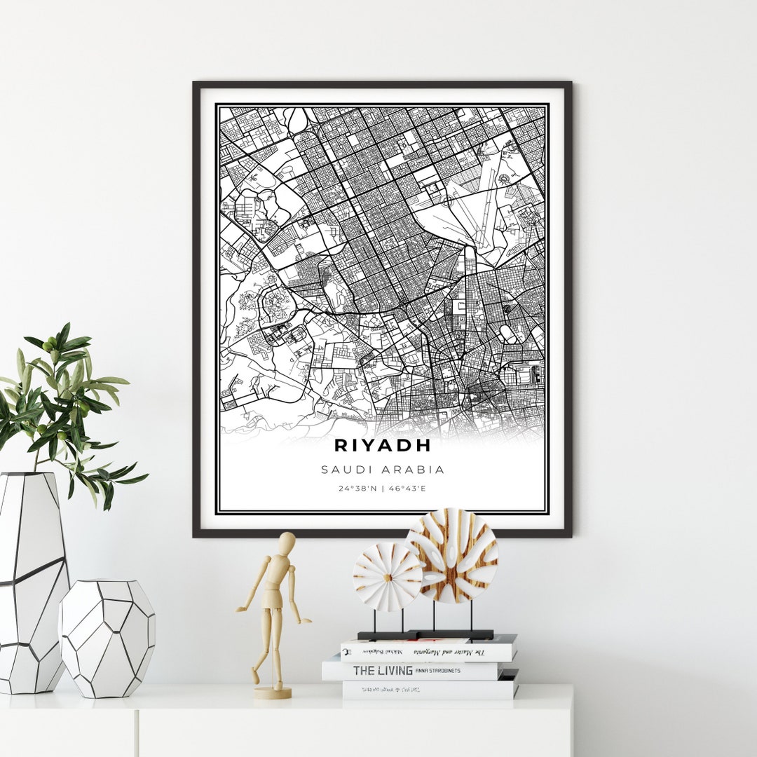 Downtown Riyadh Map Print, Saudi Arabia Map Art Poster, City Map Wall ...