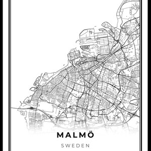 Malm Map Print, Sweden Malmo Sweden Map Art Poster, City Map Wall Art ...
