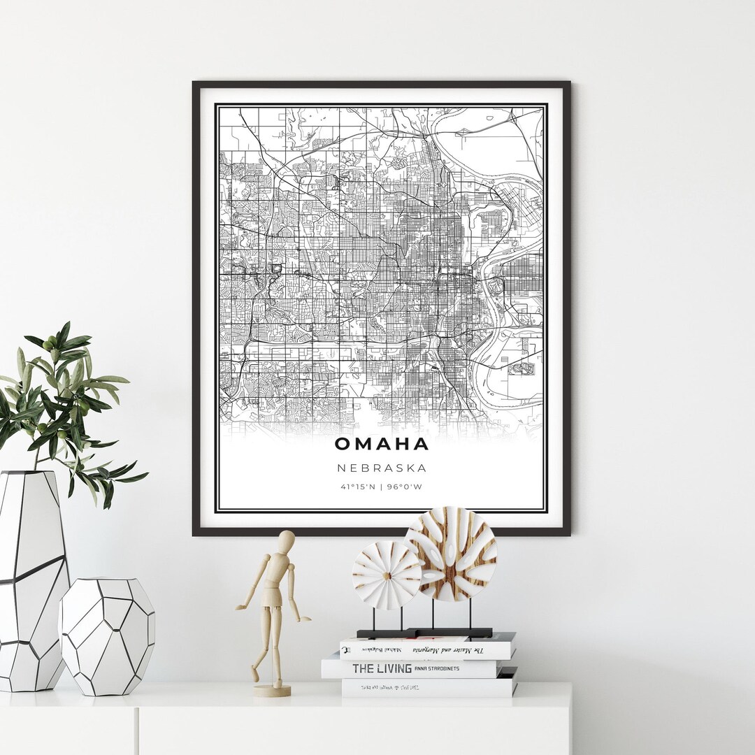 Omaha Map Print, Nebraska NE USA Map Art Poster, City Street Road Map ...