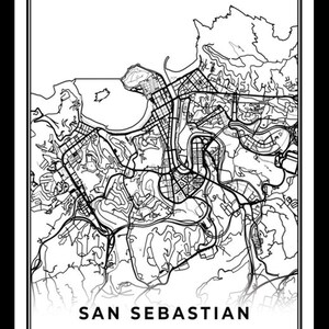 San Sebastian Map Print, Spain Map Art Poster, Donostia, City Street ...