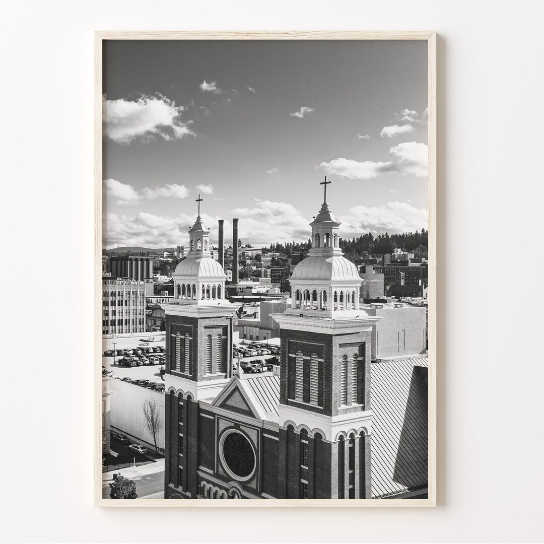 Spokane Black and White Print, Spokane Wall Art, Spokane Poster ...