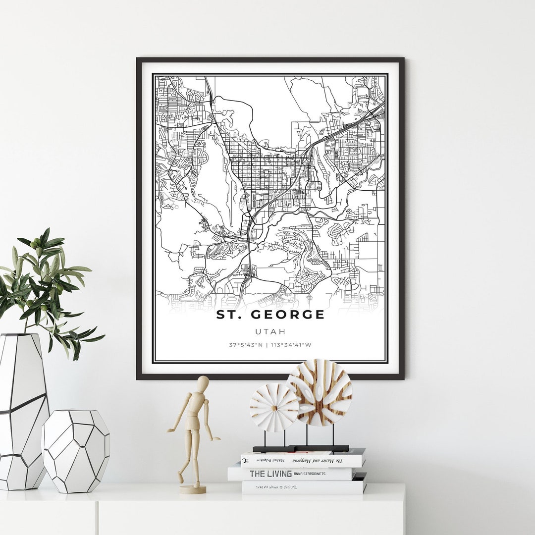 St. George Map Print, Utah UT USA Map Art Poster, St George Dixie ...