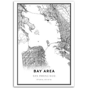 Bay Area Map Print, San Francisco Bay Area Road Map Print, California ...