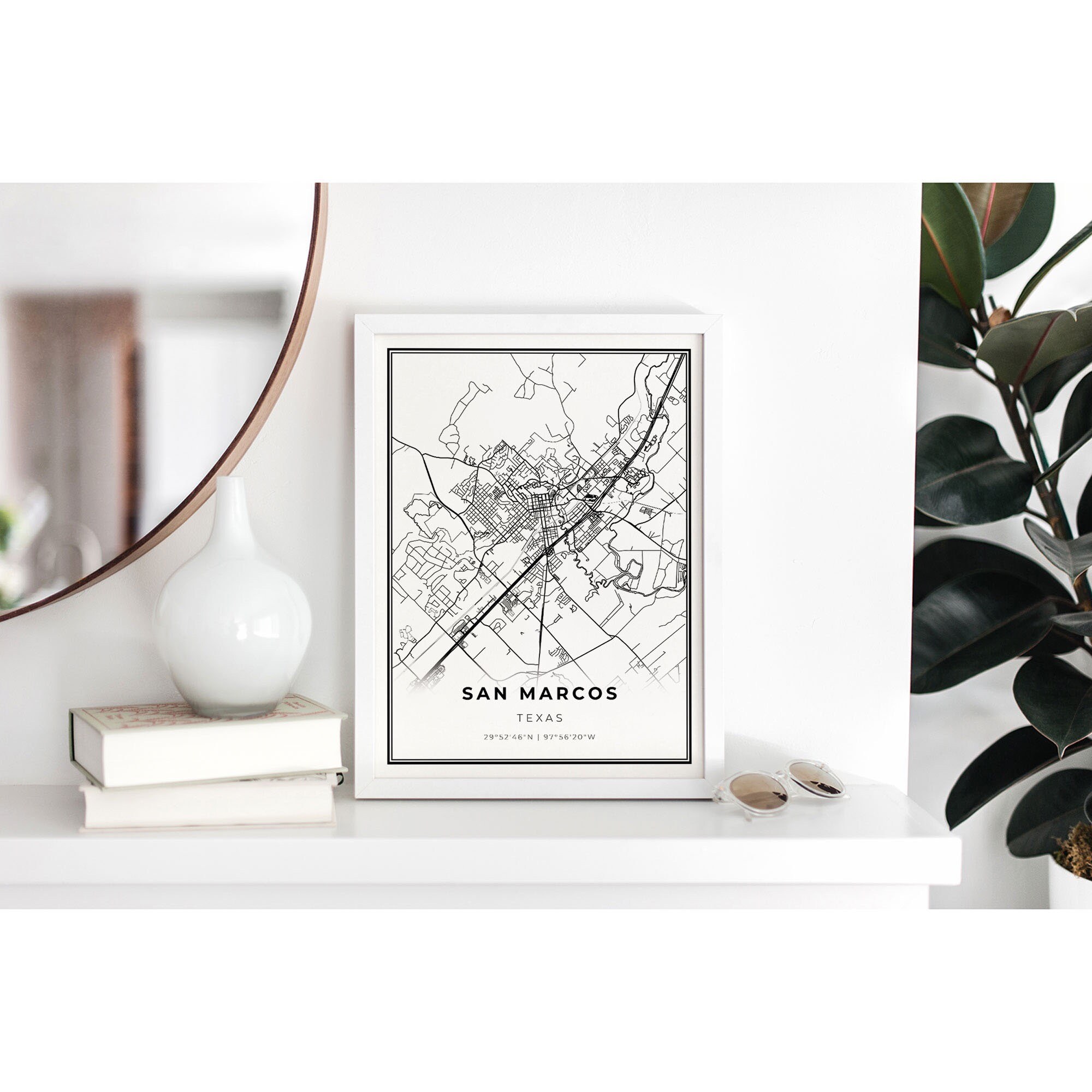 San Marcos Map Print Texas USA Map Art Poster TX United - Etsy