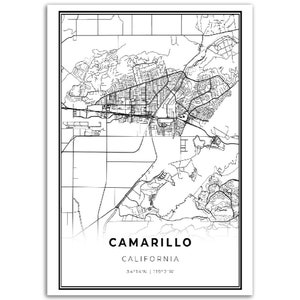 Camarillo Map Print, California CA USA Map Art Poster, Ventura City ...