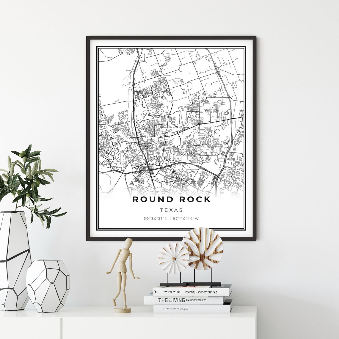 Round Rock Map Print Texas TX USA Map Art Poster City Street | Etsy