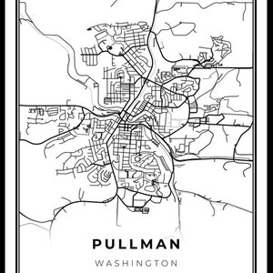 Pullman Map Print, Washington WA USA Map Art Poster, WSU Whitman City ...