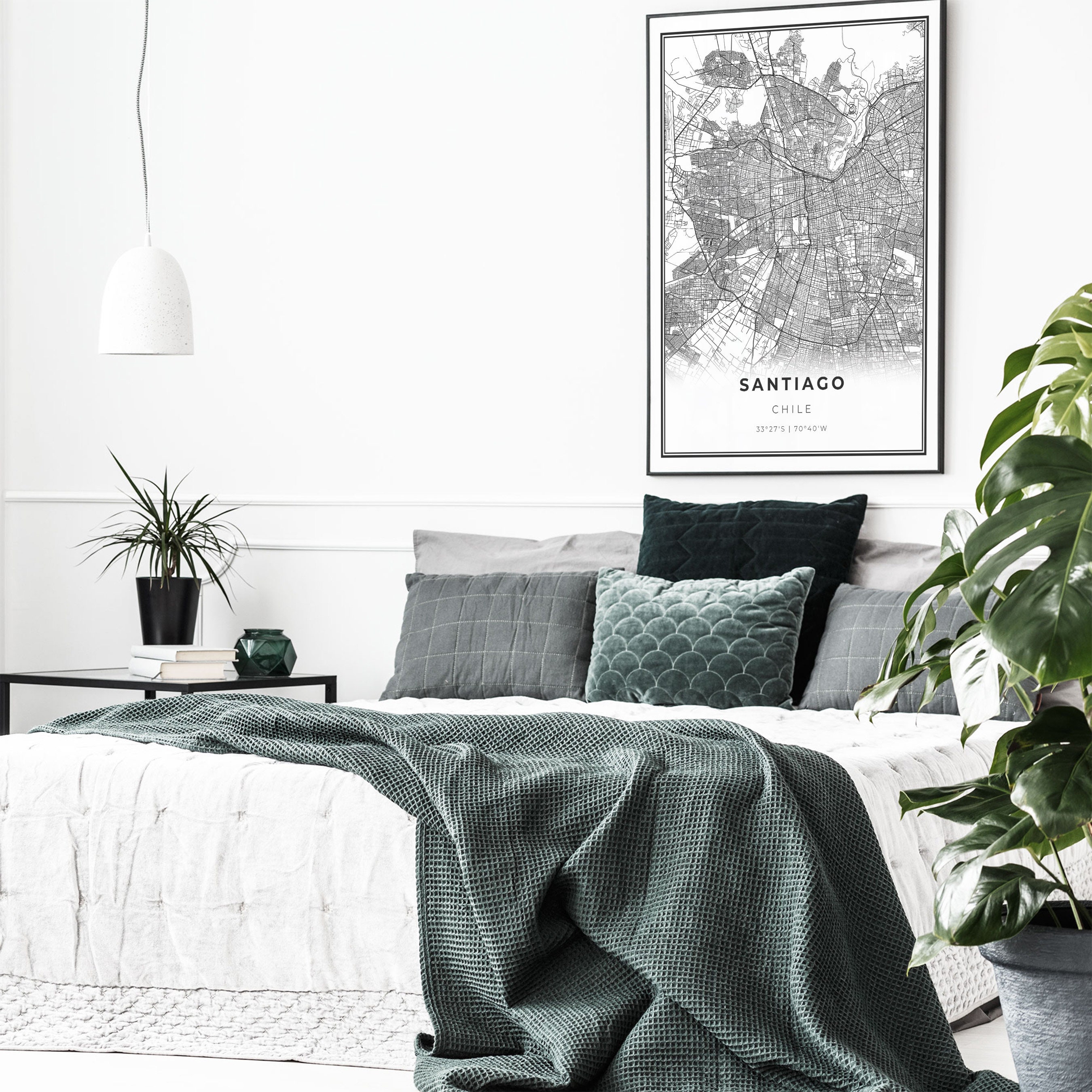 Santiago Map Print Chile Map Art Poster City Map Wall Art - Etsy