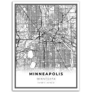Minneapolis Map Print, Minnesota MN USA Map Art Poster, Hennepin, City ...