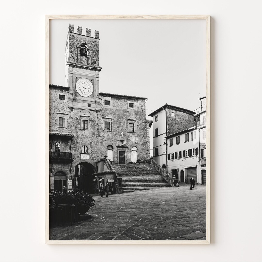 Cortona Italy Print, Black and White Wall Art, Cortona Map Poster ...