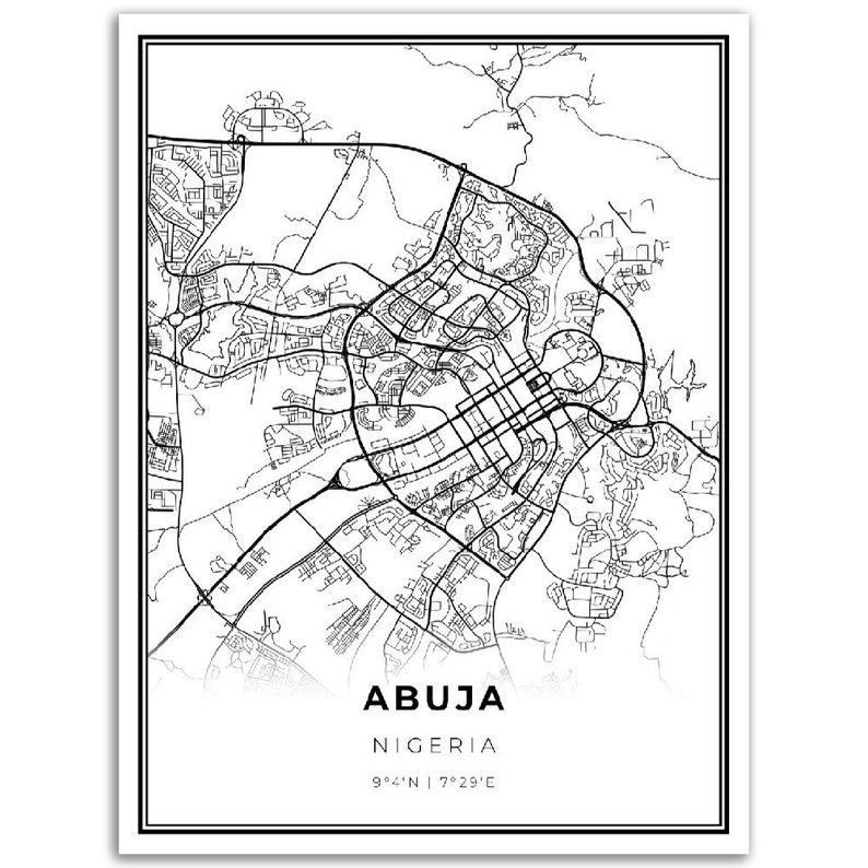 Abuja Map Print Nigeria Map Art Poster City Street Road Map - Etsy