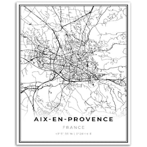 Aix-en-provence Map Art Print: France Cityscape Wall Art - Etsy