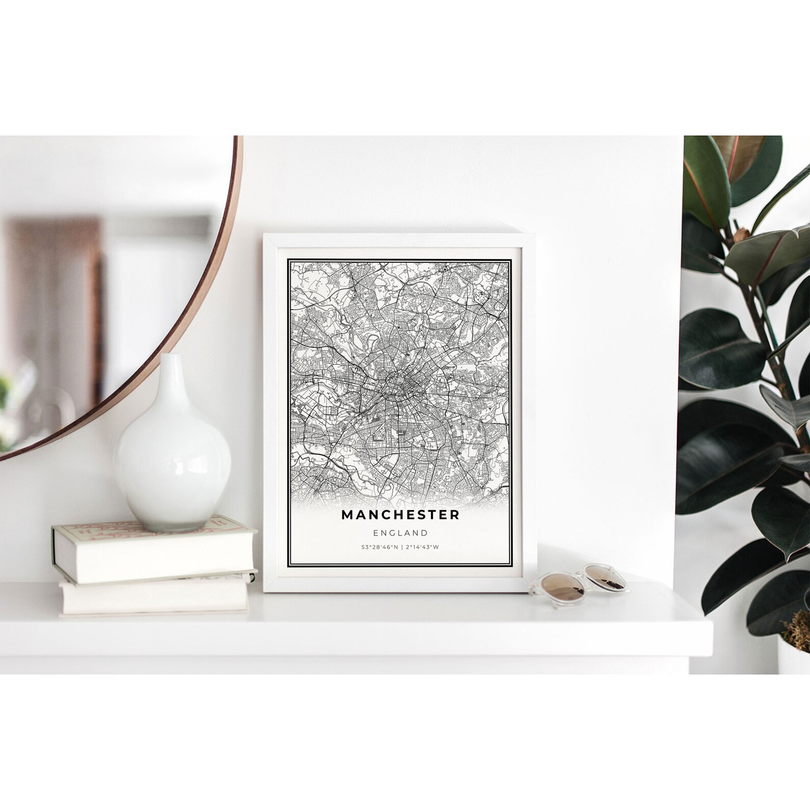 Manchester Map Print England United Kingdom UK Map Art - Etsy