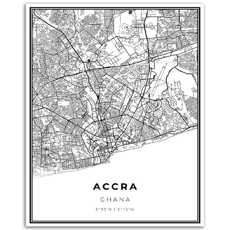 Accra Map Print Ghana Map Art Poster City Map Wall Art - Etsy