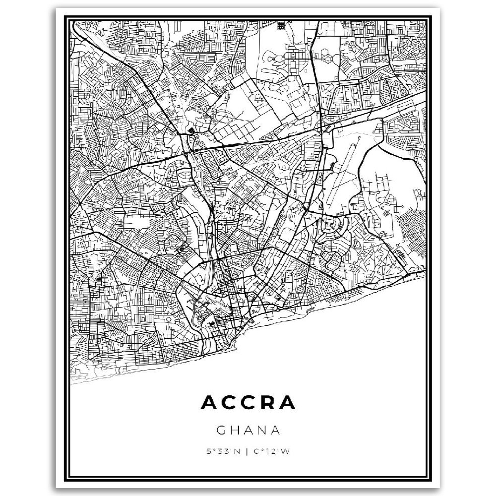 Accra Map Print Ghana Map Art Poster City Map Wall Art - Etsy