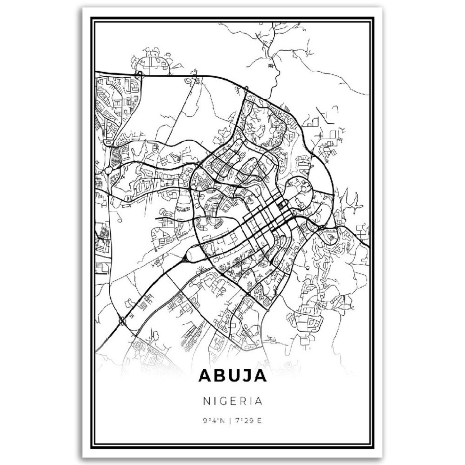 Abuja Map Print Nigeria Map Art Poster City Street Road Map - Etsy