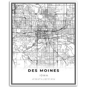 Des Moines Iowa Map Art Print: City Street Map Poster - Etsy