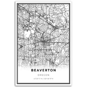 Beaverton Map Print, Oregon OR USA Map Art Poster, Portland City Street ...