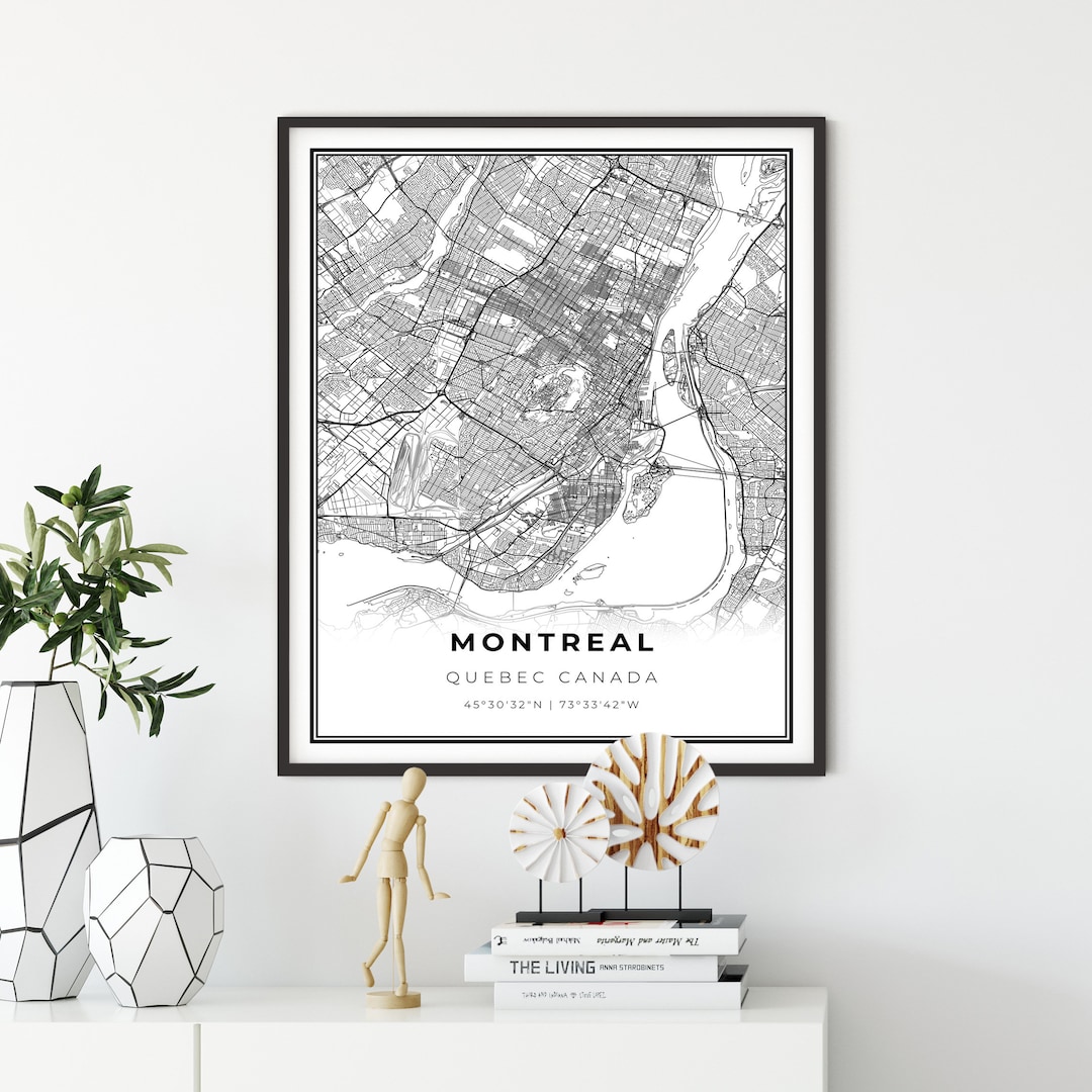 Montreal Map Print, Quebec QC Canada Map Art Poster, City Map Wall Art ...