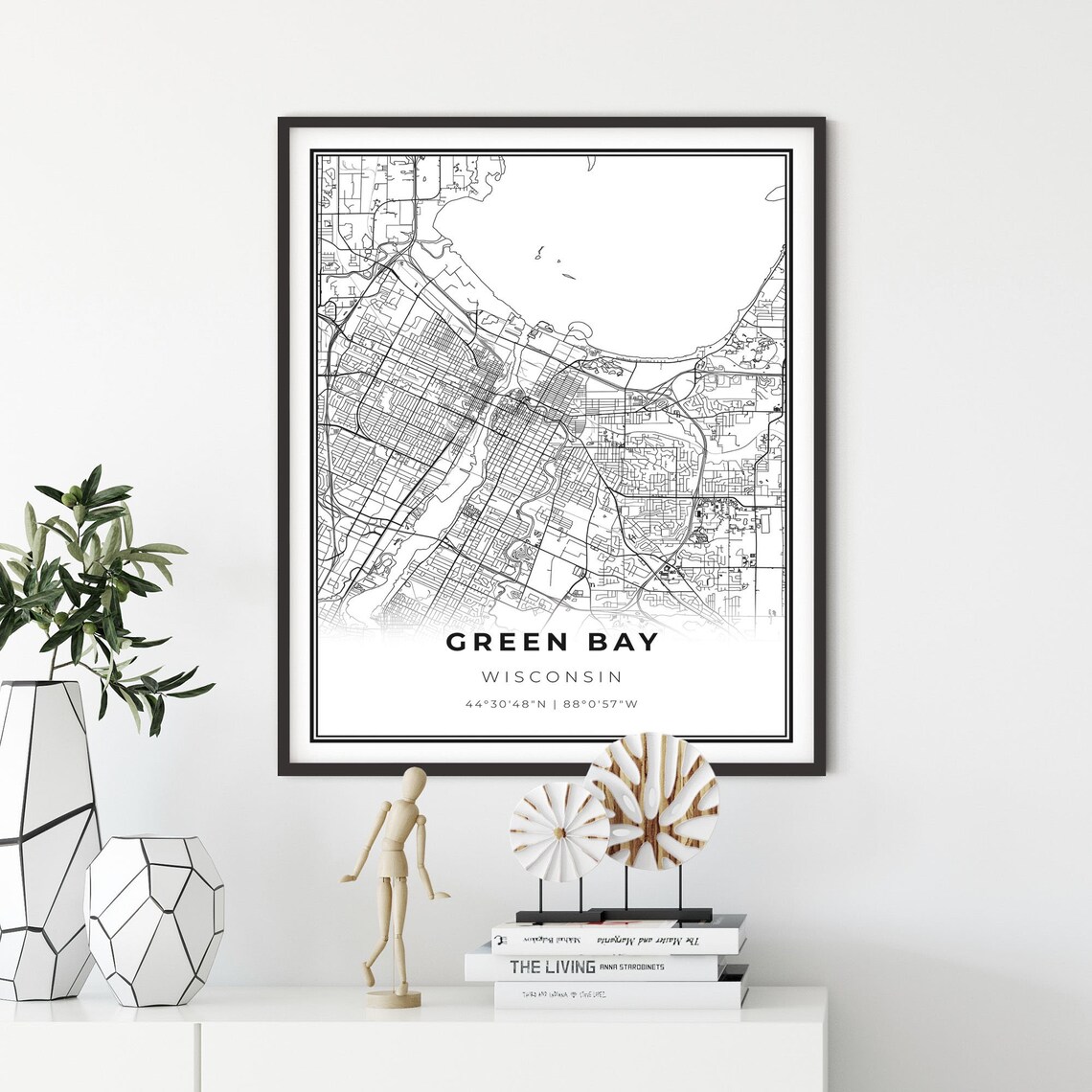 Green Bay Map Print Wisconsin WI USA Map Art Poster Brown | Etsy