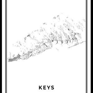 Florida Keys Map Print, Florida FL USA Map Art Poster, Key West City ...