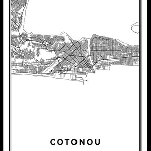 Cotonou Map Print Benin Map Art Poster Kutonou City Street - Etsy