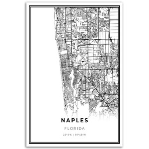 Naples Map Print, Florida FL USA Map Art Poster, Collier County City ...
