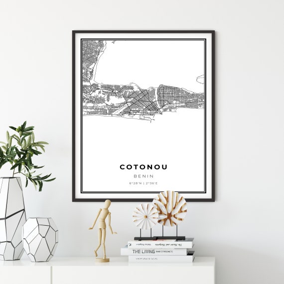 Cotonou Map Print Benin Map Art Poster Kutonou City Street - Etsy