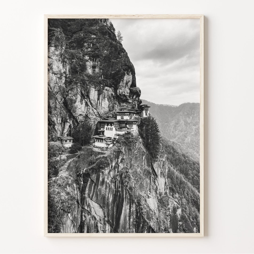 Bhutan Wall Art, Black and White Print, Bhutan Poster, Thimphu Photo ...