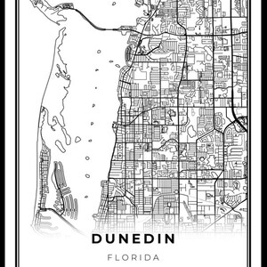 Dunedin Map Print, Florida FL USA Map Art Poster, City Road Street Map ...