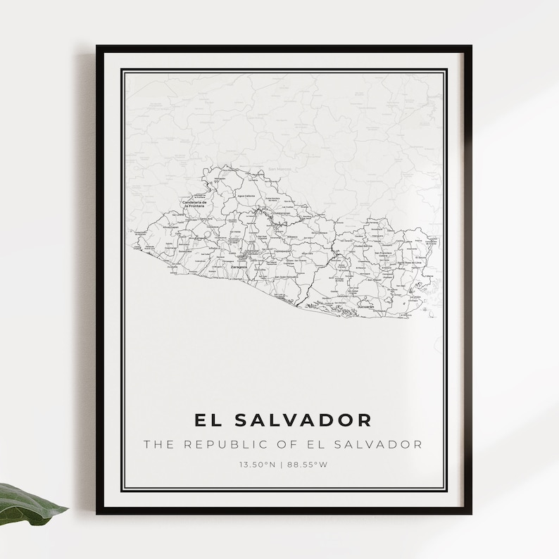 El Salvador Map Poster Print Country Street Road Map Wall - Etsy