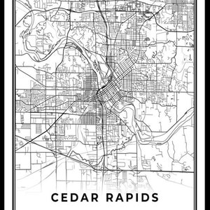 Cedar Rapids Iowa Map Art Print: City Street Map Poster - Etsy