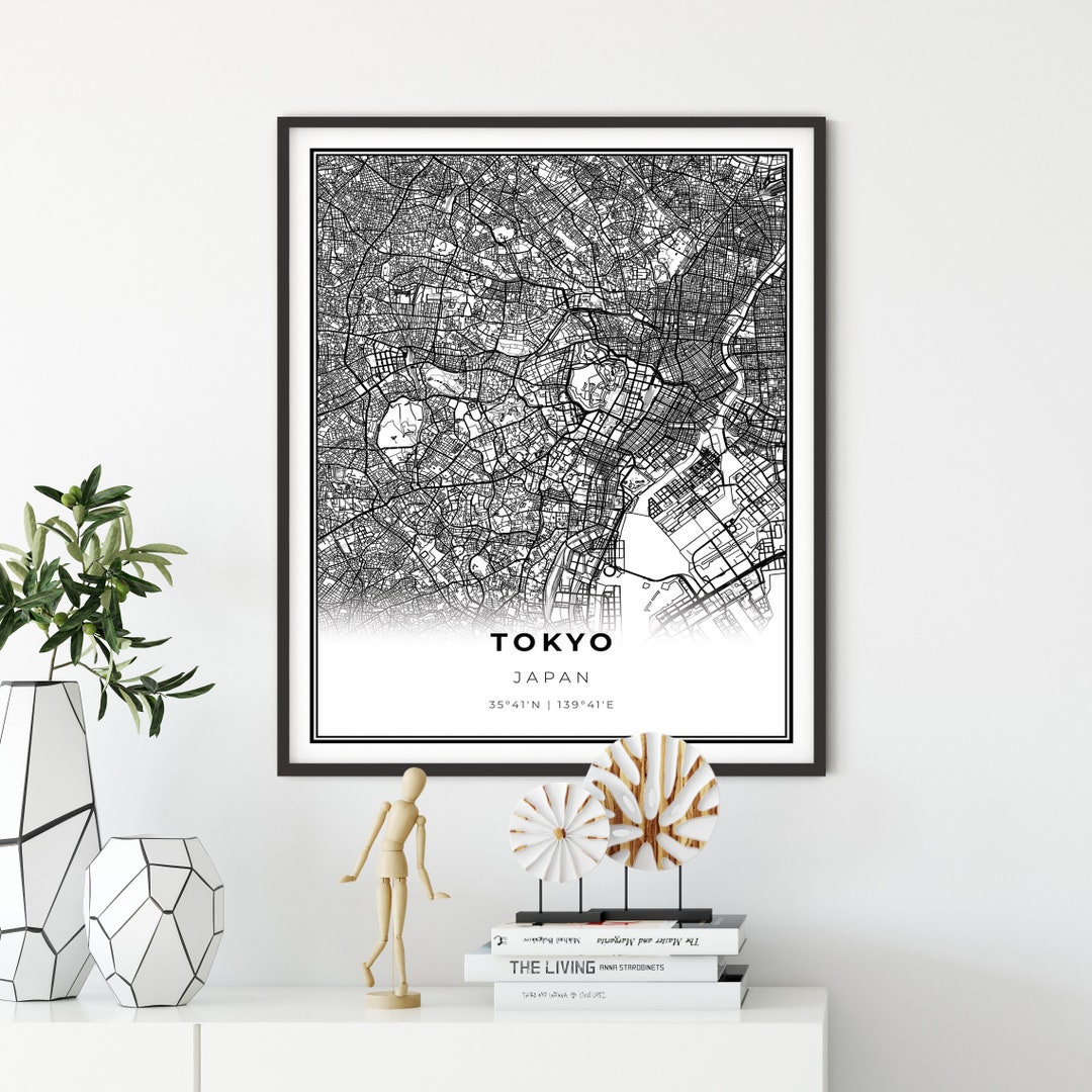 Downtown Tokyo Map Print, Japan Map Art Poster, City Street Road Map ...