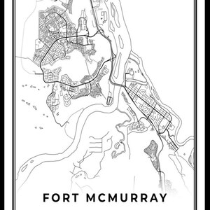 Fort Mcmurray Map Print, Alberta AB Canada Map Art Poster, City Map ...