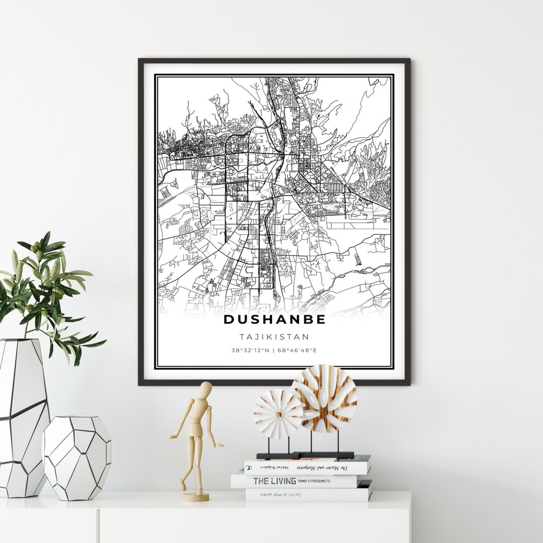 Dushanbe Map Print, Tajikistan Map Art Poster, Dyushambe, City Map Wall ...