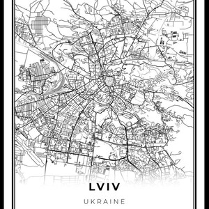 Lviv Map Print, Ukraine Map Art Poster, City Map Wall Art, Bedroom ...