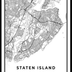 Staten Island Map Print, New York City NYC NY USA Map Art Poster ...