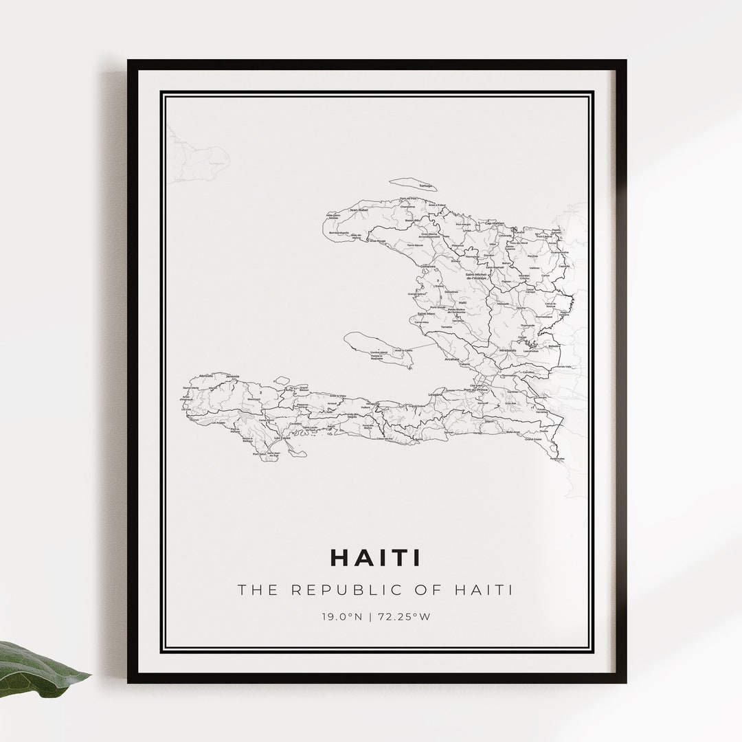 Haiti Map Print: Minimalist Country Road Map Wall Art - Etsy