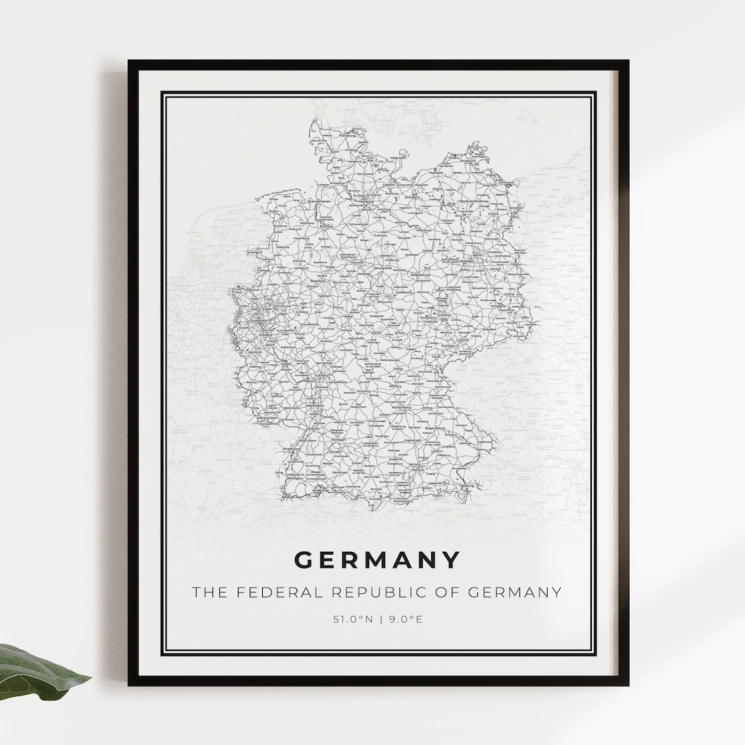 Germany Map Poster: Country Road Map Wall Art - Etsy