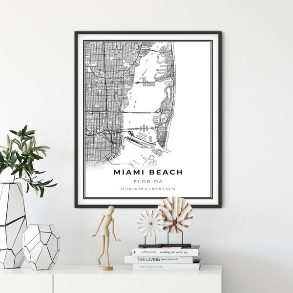 Miami Map Print - Etsy