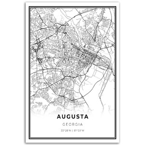 Augusta Map Print, Georgia GA USA Map Art Poster, City Street Road Map ...