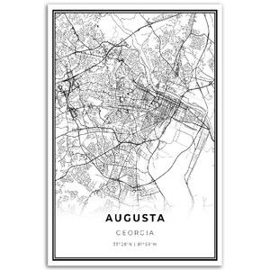 Augusta Map Print, Georgia GA USA Map Art Poster, City Street Road Map ...