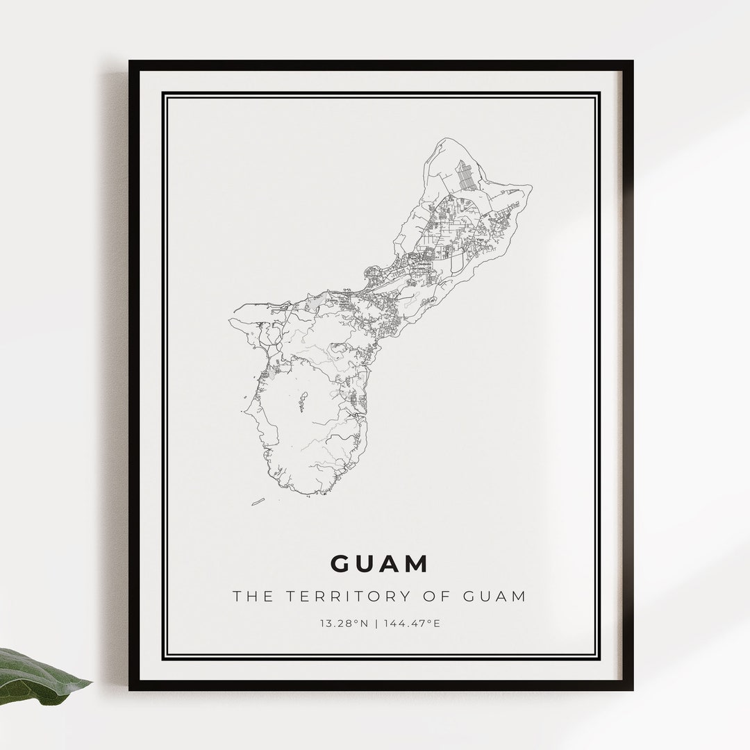 Guam Map Poster Print, Country Street Road Map Wall Art, Country Map ...