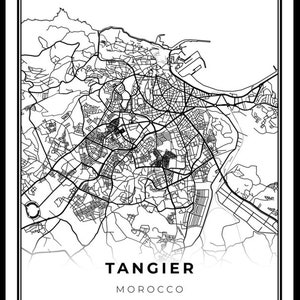 Tangier Map Print, Morocco Map Art Poster, Tingis Tanger Tangiers City ...