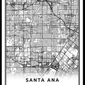 Santa Ana Map Print California CA USA Map Art Poster City - Etsy