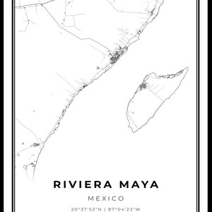 Riviera Maya Map Art Print: Mexico Travel Poster - Etsy