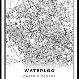 Waterloo Ontario Map Art Print: City Street Map Poster - Etsy