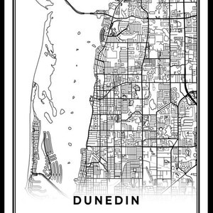 Dunedin Map Print, Florida FL USA Map Art Poster, City Road Street Map ...